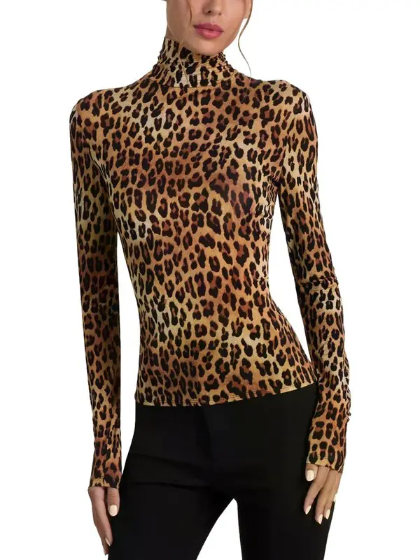 Alice + Olivia Leopard-print Turtleneck Top - Neutrals