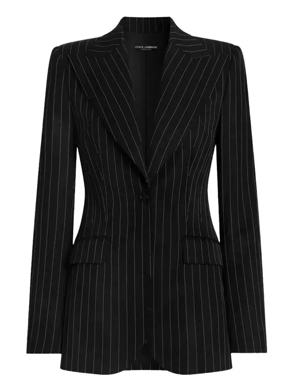 Dolce & Gabbana Turlington Single-breasted Jacket In Pinstripe Wool - Black