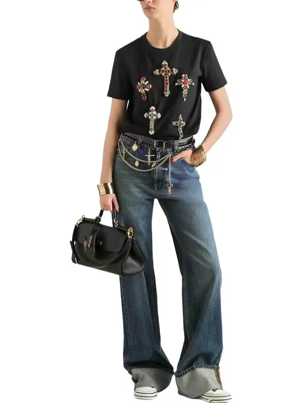 Dolce & Gabbana Embroidered Cotton T-shirt - Black