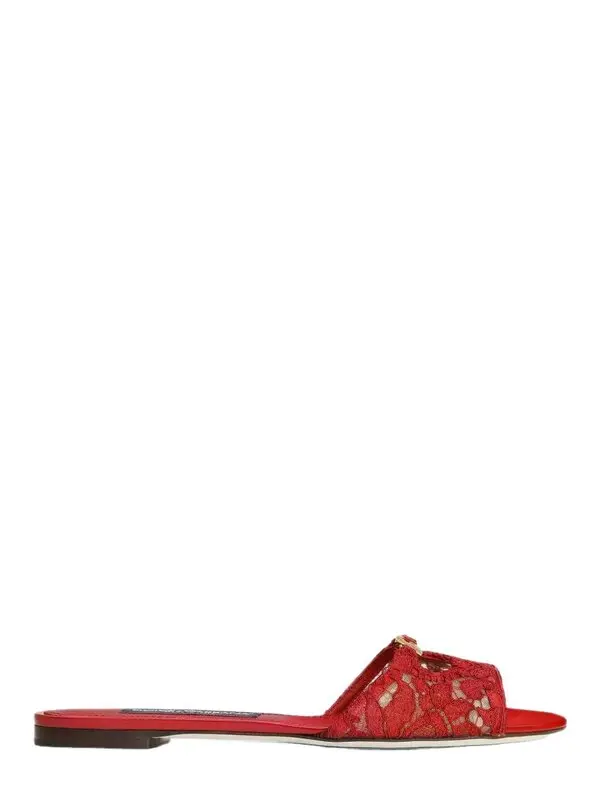 Dolce & Gabbana Lace Flat Slides - Red