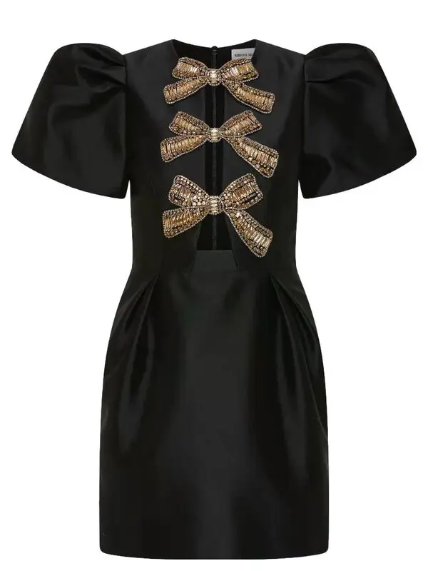 Rebecca Vallance Venus Mini Dress With Diamante Bows - Black