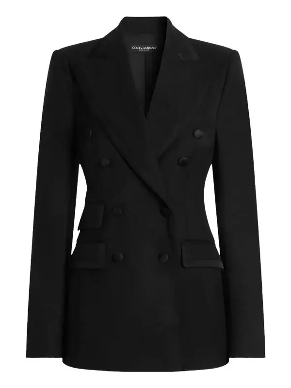 Dolce & Gabbana Turlington Double-breasted Jacket In Bi-stretch Twill - Black