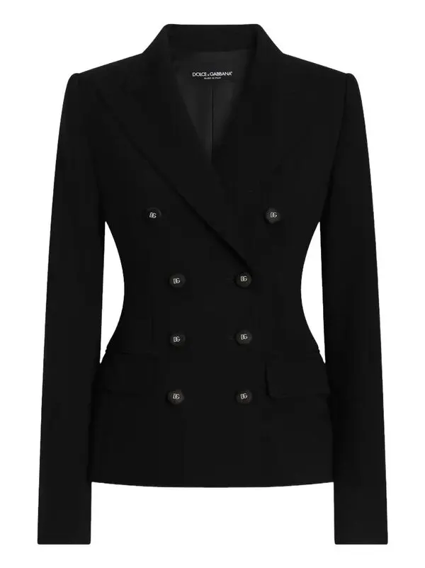 Dolce & Gabbana Double-breasted Jacket In Double Wool Crêpe - Black
