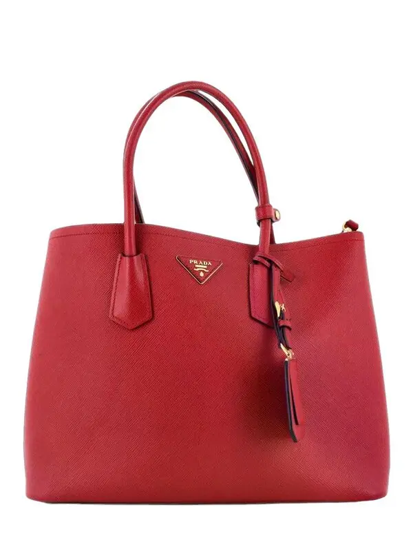 Prada Cuir Double Saffiano Leather Large Tote Bag - Red