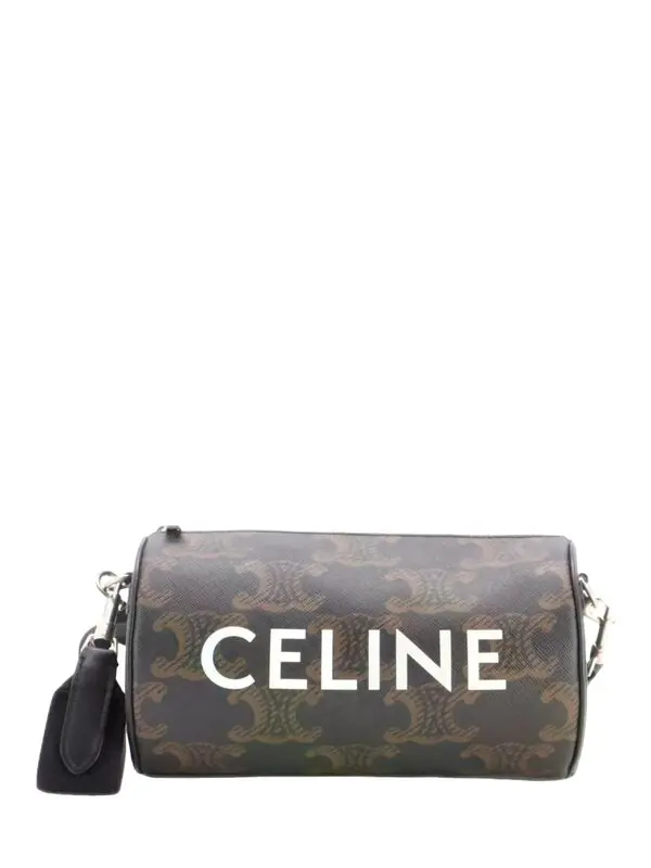 Celine Logo Cylinder Bag Triomphe Coated Canvas Crossbody Bag - Brown