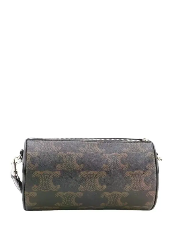 Celine Logo Cylinder Bag Triomphe Coated Canvas Crossbody Bag - Brown