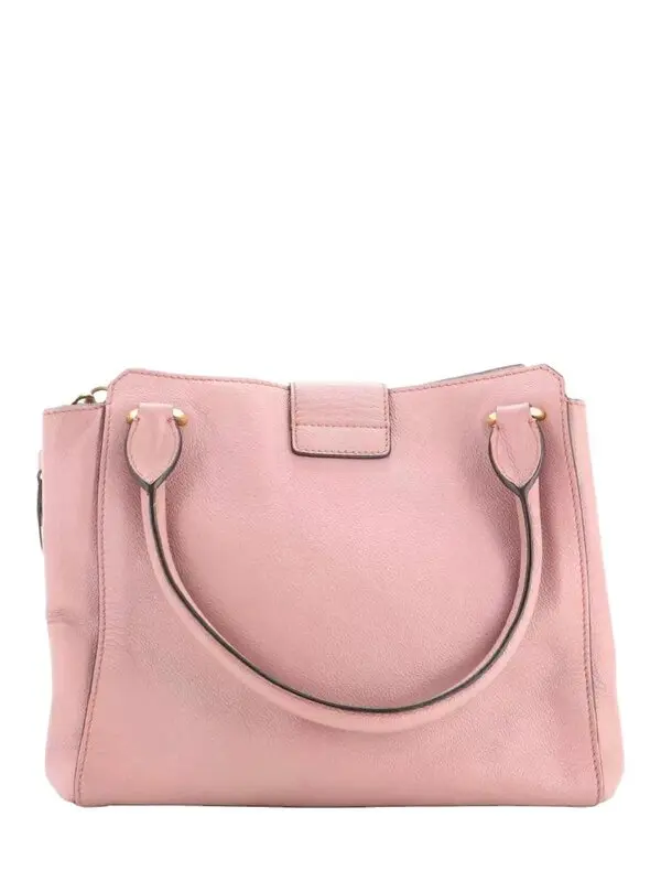 Burberry Buckled Leather Medium Tote Bag - Pink