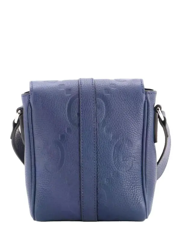 Gucci Jumbo Gg Embossed Leather Small Messenger Bag - Blue