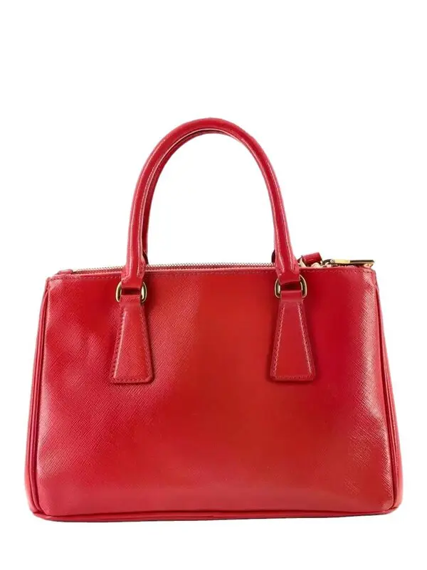 Prada Vernice Saffiano Leather Double Zip Tote Bag - Pink