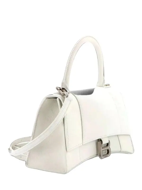 Balenciaga Hourglass Top Handle Bag Leather Small Satchel - White