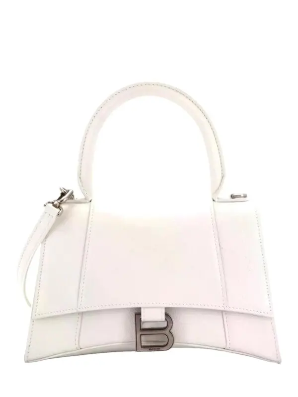 Balenciaga Hourglass Top Handle Bag Leather Small Satchel - White