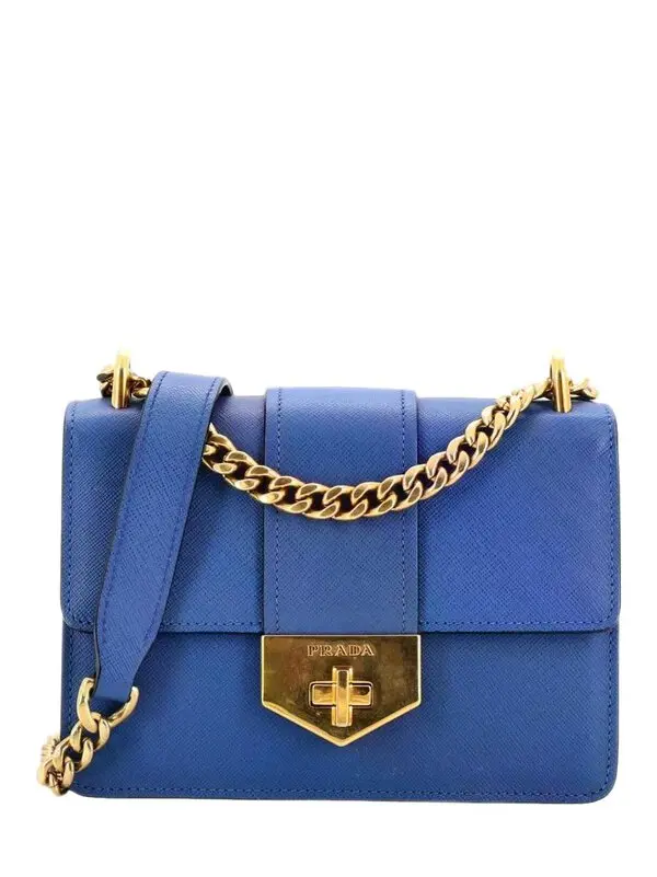 Prada Saffiano Leather Small Shoulder Bag - Blue