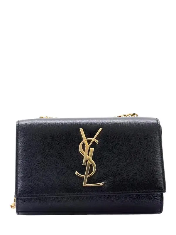 Saint Laurent Monogram Grainy Leather Small Crossbody Bag - Black
