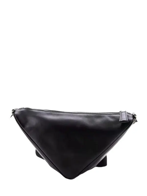 Prada Triangle Logo Zip Soft Leather Small Crossbody Bag - Black