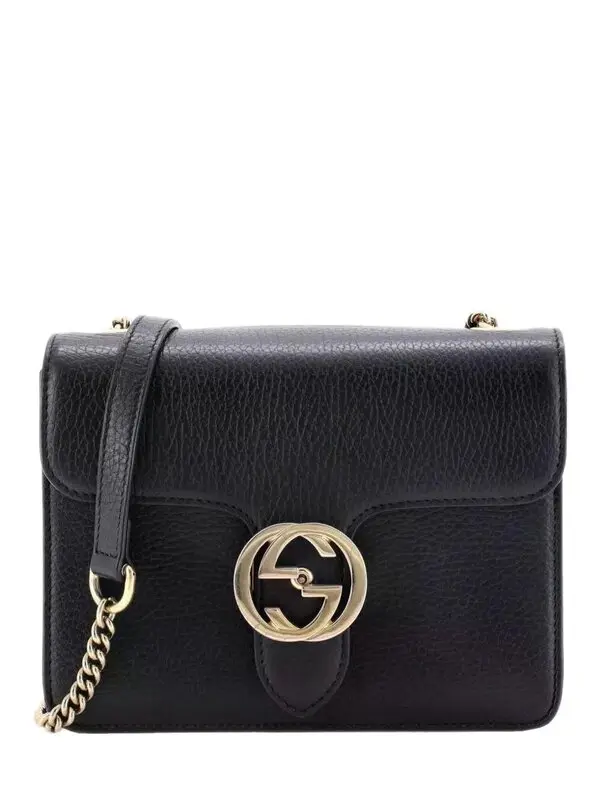 Gucci Interlocking Leather Shoulder Bag - Black