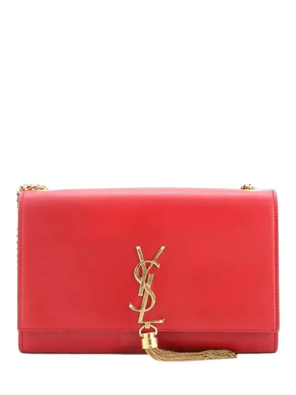 Saint Laurent Classic Monogram Tassel Leather Medium Crossbody Bag - Red