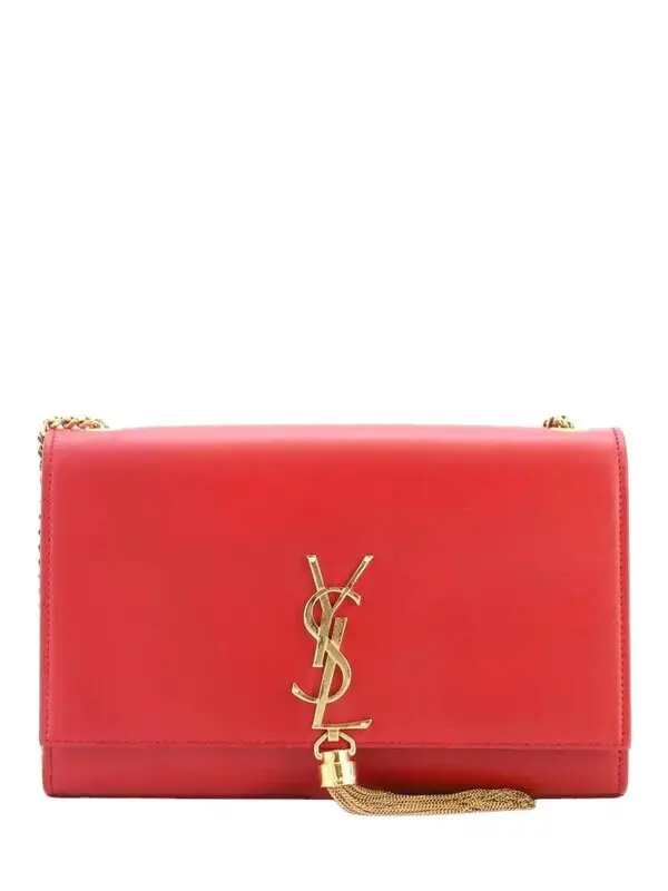 Saint Laurent Classic Monogram Tassel Leather Medium Crossbody Bag - Red