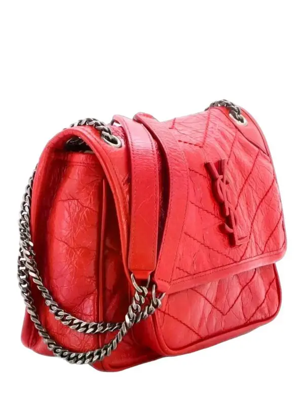 Saint Laurent Niki Chain Flap Bag Matelasse Chevron Leather - Red