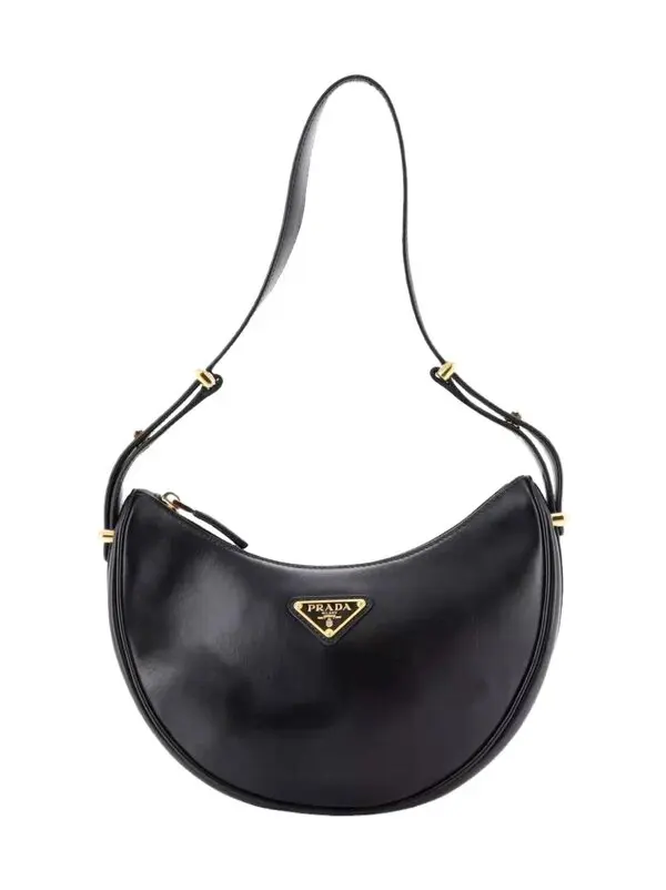 Prada Arqué Half Moon Leather Small Hobo Bag - Black