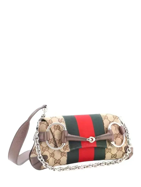 Gucci Horsebit Gg Canvas Small Shoulder Bag - Brown