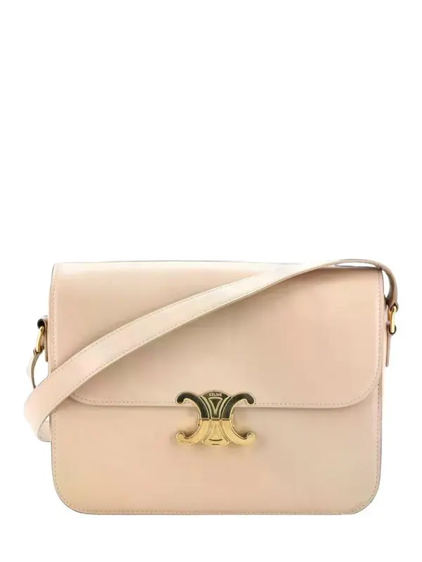 Celine Triomphe Shoulder Bag In Smooth Calfskin - Neutrals