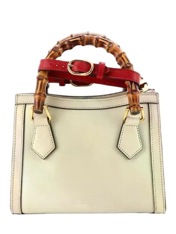 Gucci Diana Nm Bamboo Handle Tote Leather Mini Crossbody Bag - White