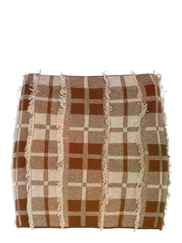 Guest In Residence Fringe-trim Plaid Skirt - Brown