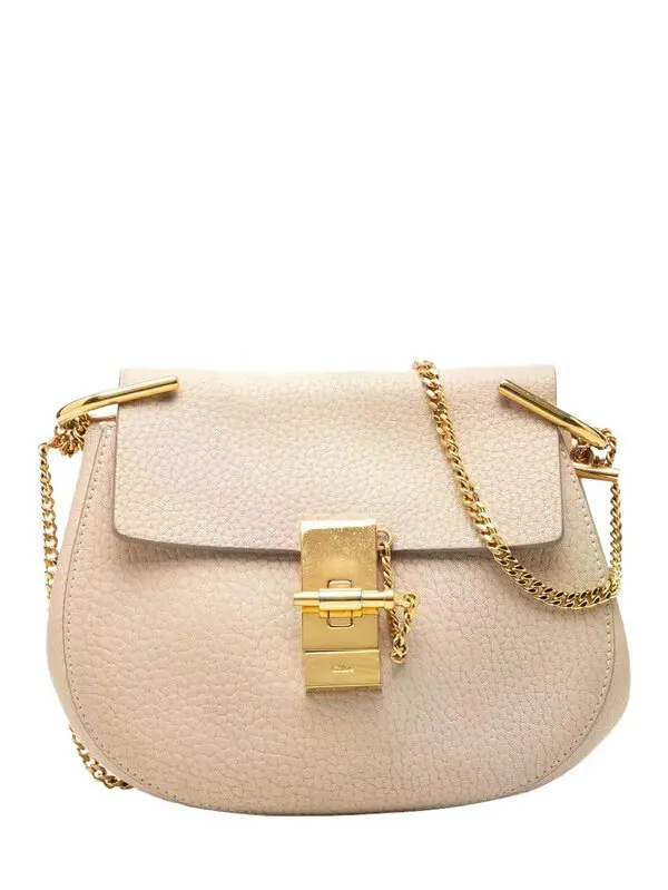 Chloé Mini Grained Lambskin Drew Crossbody Bag - Neutrals