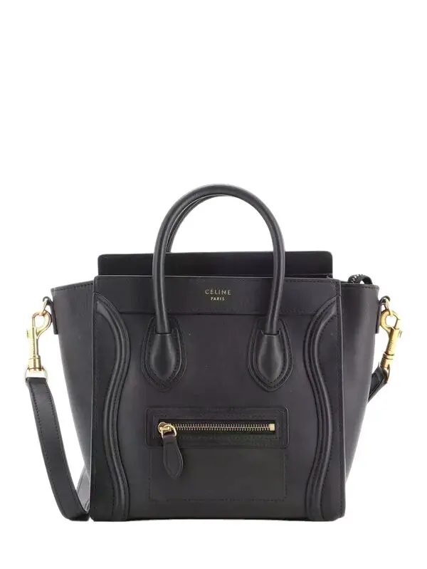 Celine Luggage Bag Smooth Leather Nano Crossbody Bag - Black
