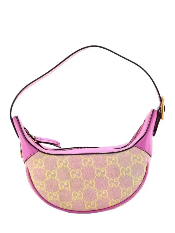 Gucci Ophidia Half Moon Bag Gg Canvas With Leather Mini Hobo Bag - Pink