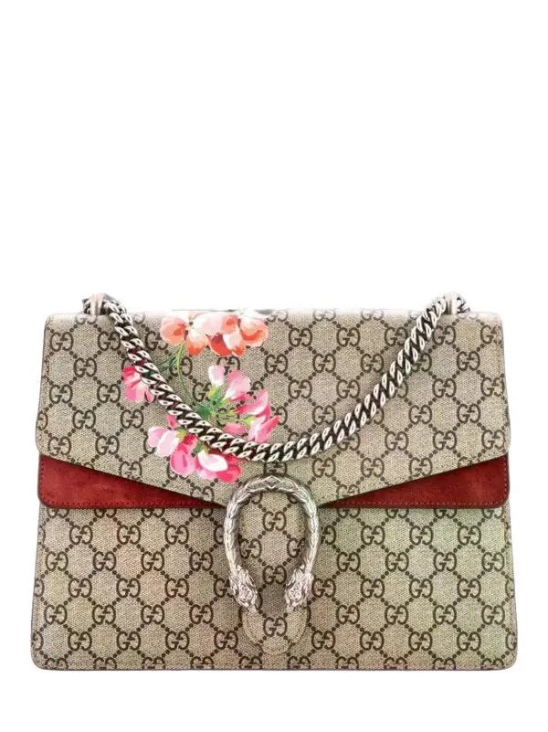 Gucci Dionysus Bag Blooms Print Gg Coated Canvas Medium Shoulder Bag - Brown