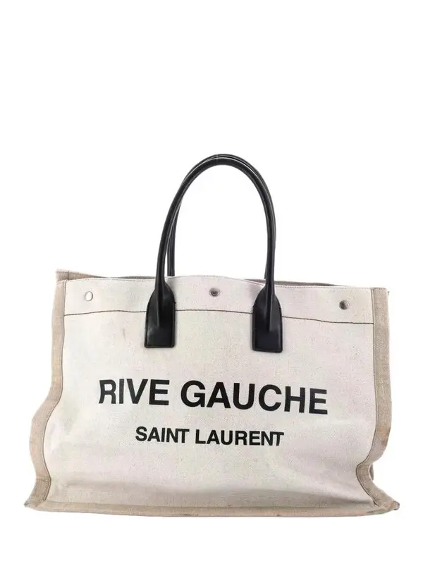 Saint Laurent Rive Gauche Shopper Canvas Large Tote Bag - Neutrals