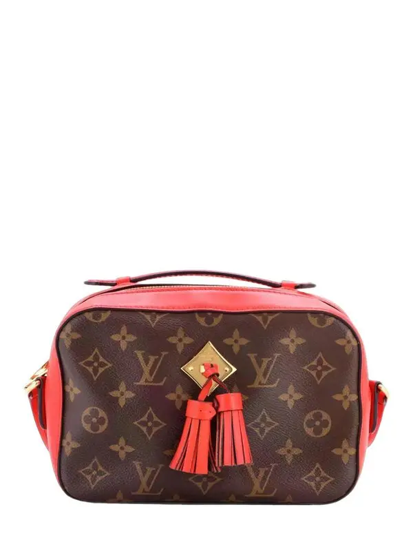 LOUIS VUITTON Monogram Canvas Saintonge Handbag With Leather Crossbody Strap - Red