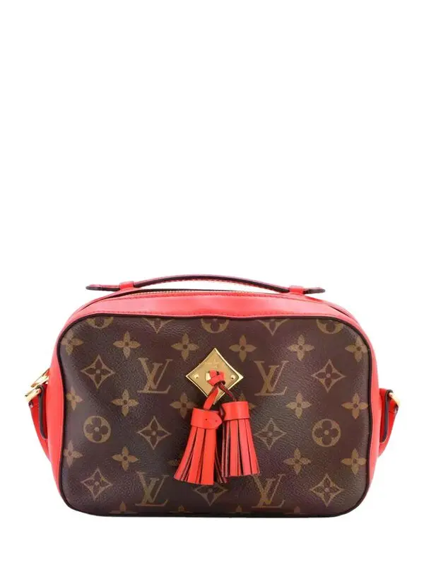LOUIS VUITTON Monogram Canvas Saintonge Handbag With Leather Crossbody Strap - Red