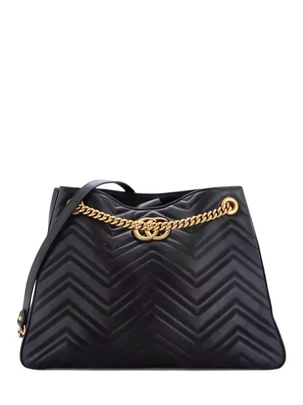 Gucci Gg Marmont Chain Matelasse Leather Shoulder Bag - Black