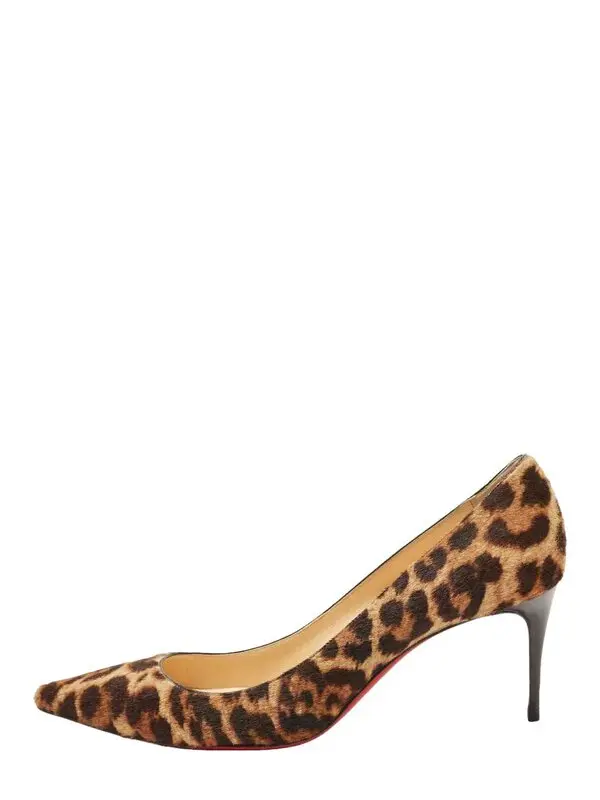 CHRISTIAN LOUBOUTIN Leopard Print Calf Hair Pointed Toe Stiletto Pumps - Brown