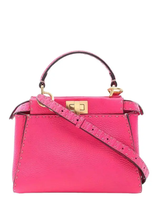 Fendi 2000-2010 Mini Leather Selleria Peekaboo Iconic Satchel - Pink