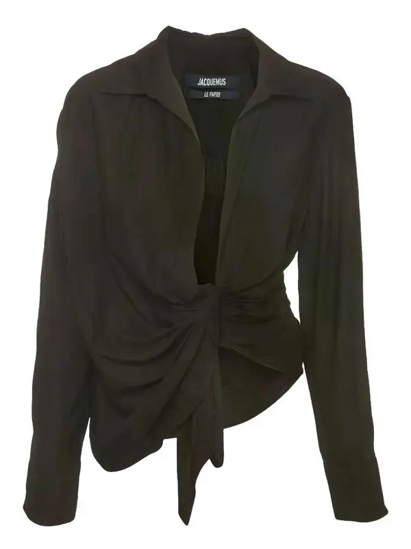 Jacquemus La Chemise Bahia Draped Blouse - Black