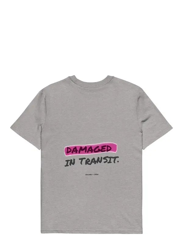 ANCHOR & CREW Heather Out For Delivery Annotations Organic Cotton T-shirt - Grey