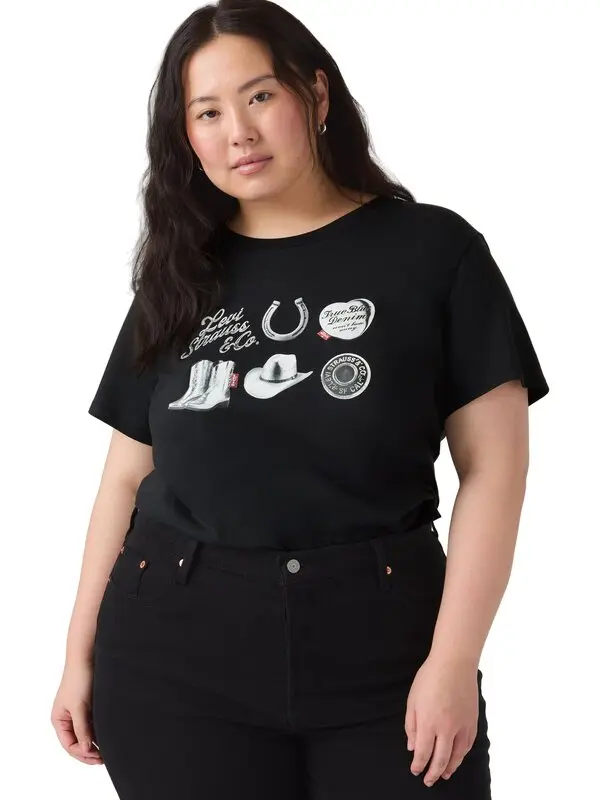 LEVI'S Graphic Crewneck T-shirt - Silver Grid Anthracite