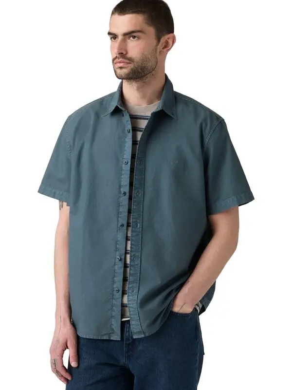 LEVI'S Authentic Button-down Garment Dye Short-sleeve Shirt - Dark Slate Garment Dye