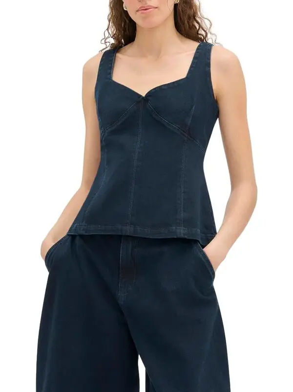 ALIGNE Sweetheart Neck Denim Tank - Blue Black