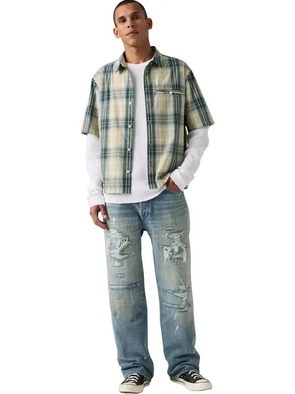LEVI'S Loose Fit Straight Leg Denim Jeans - Larkspur Painter Distressed