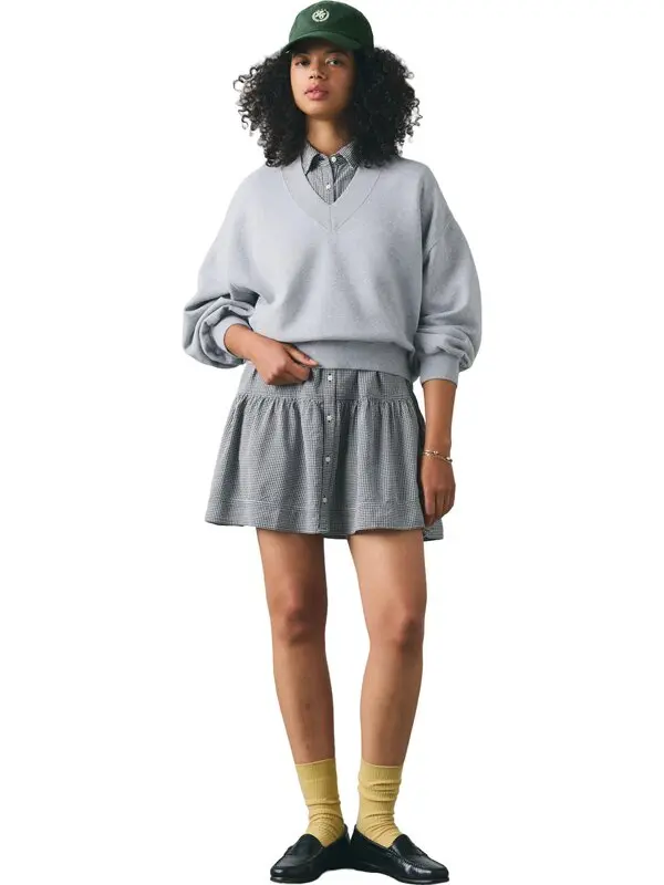 LEVI'S V-neck Fleece Sweatshirt With Blouson Sleeves - Medium Grey Heather
