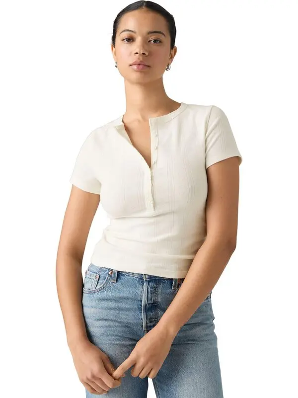LEVI'S Dry Goods Pointelle Short-sleeve Henley - Egret