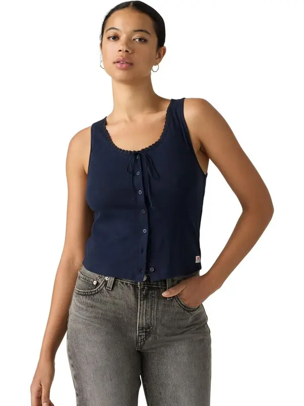 LEVI'S Dry Goods Pointelle Lace Tank - Navy Blazer