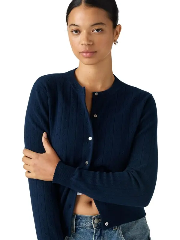 LEVI'S Supersoft Pointelle Crewneck Cardigan - Navy Blazer