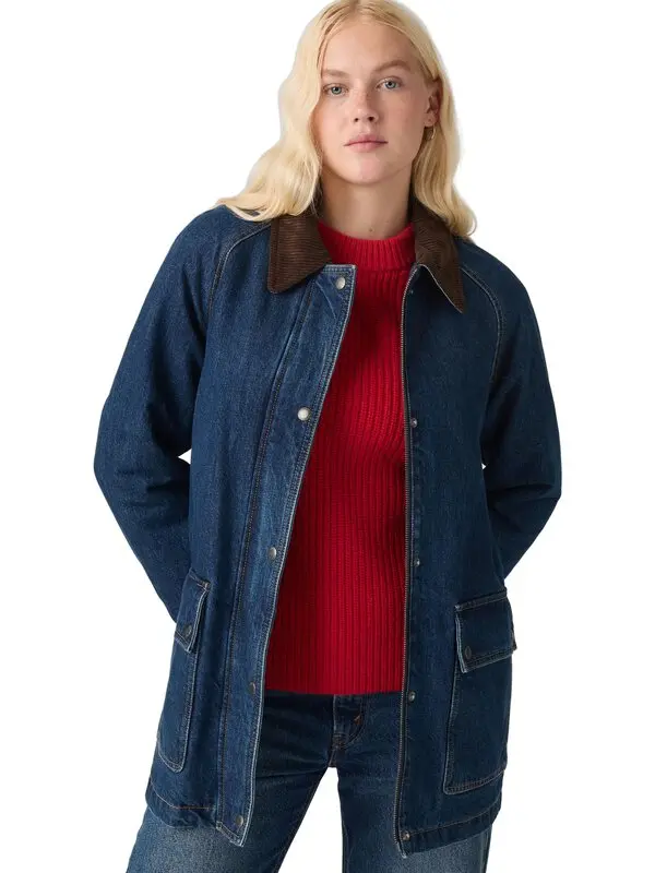 LEVI'S Midweight Barn Jacket With Snap Closure - Blue