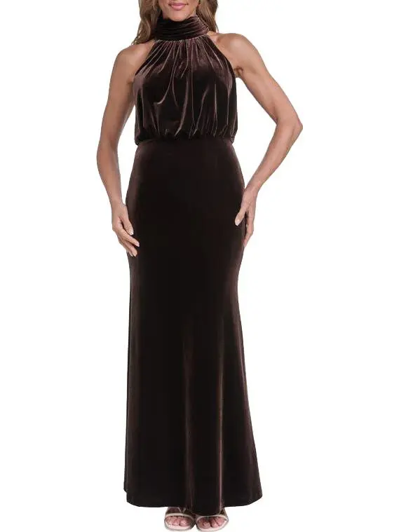 Eliza J Sleeveless Velvet Gown - Chocolate