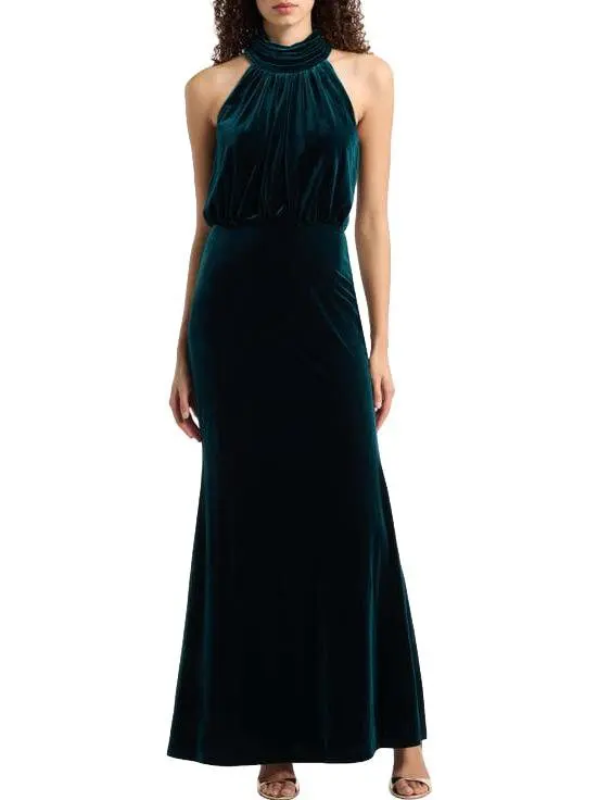 Eliza J Sleeveless Velvet Gown - Hunter